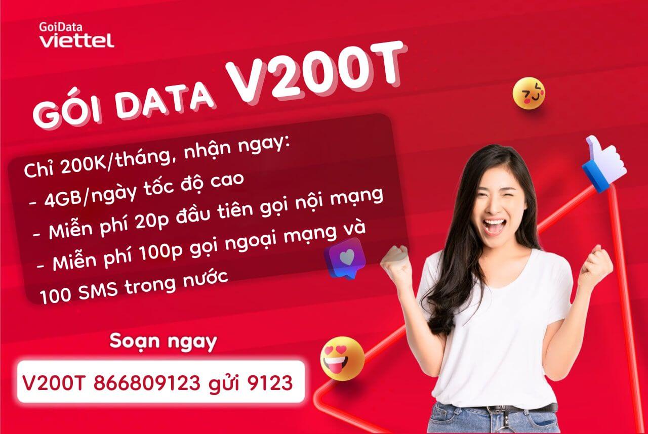V200T Viettel Data Tốc độ Cao Lên đến 4GB/ngày | Gói Data Viettel