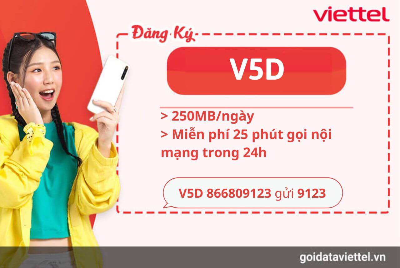 Đăng Ký V5D Viettel ưu đãi Data, Cước Thoại | Gói Data Viettel